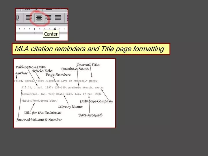 PPT - MLA citation reminders and Title page formatting PowerPoint ...