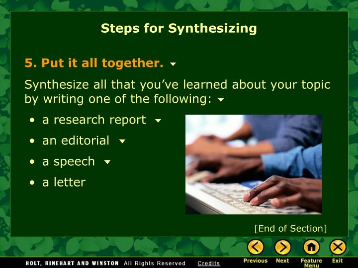 PPT - Informational Text Synthesizing Sources: Main Ideas and ...