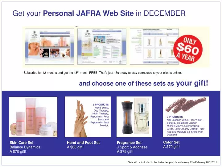 PPT - Get your Personal JAFRA Web Site in DECEMBER and choose one of ...