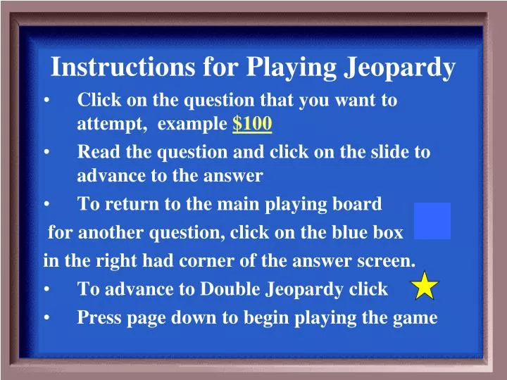 PPT - Instructions for Playing Jeopardy PowerPoint Presentation, free ...