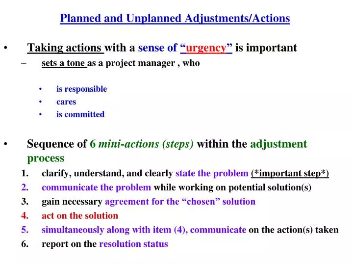 PPT - Planned and Unplanned Adjustments/Actions PowerPoint Presentation ...