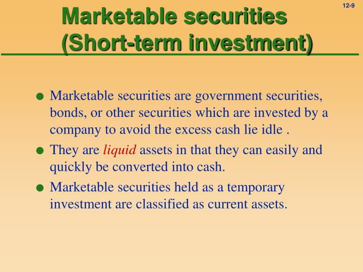 PPT - CASH AND MARKETABLE SECURITIES PowerPoint Presentation - ID:6904846