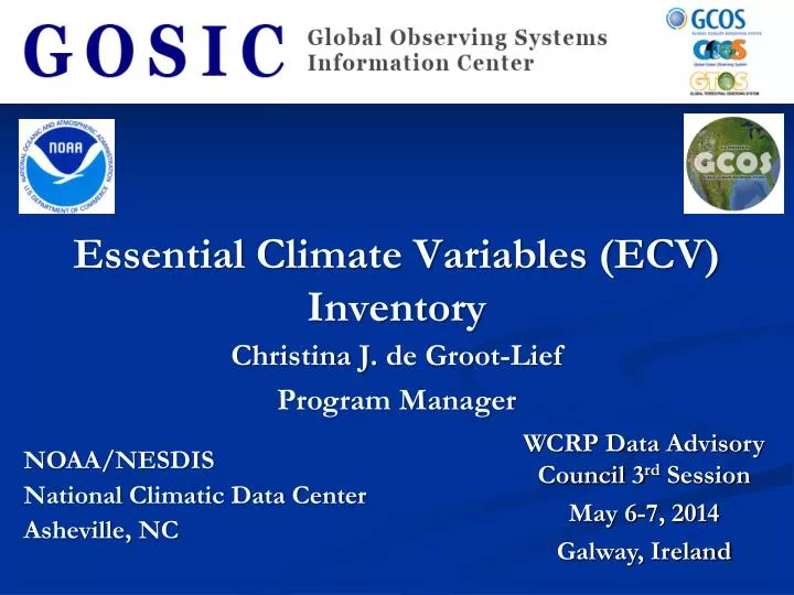 PPT - Essential Climate Variables (ECV) Inventory PowerPoint ...