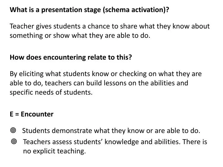 PPT - What is a presentation stage (schema activation)? PowerPoint ...