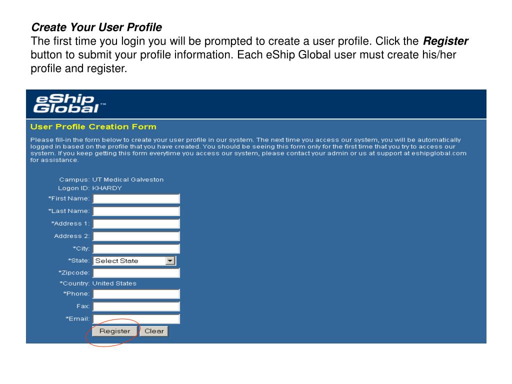 PPT - Login to eShip Global continued…. Login using your UTMB Username and Password. PowerPoint ...