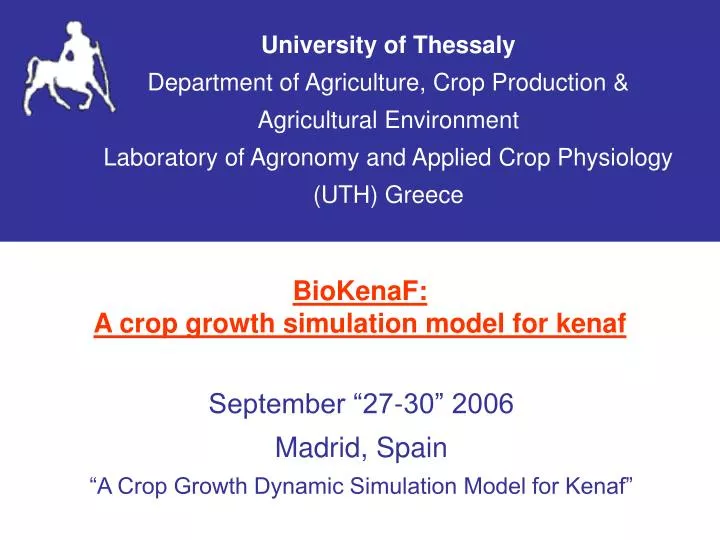 PPT - BioKenaF: A crop growth simulation model for kenaf PowerPoint ...
