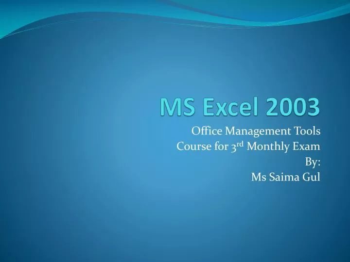 PPT - MS Excel 2003 PowerPoint Presentation, free download - ID:6911430
