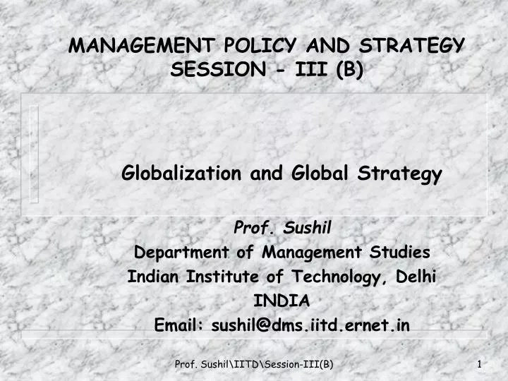 PPT - MANAGEMENT POLICY AND STRATEGY SESSION - III (B) PowerPoint ...