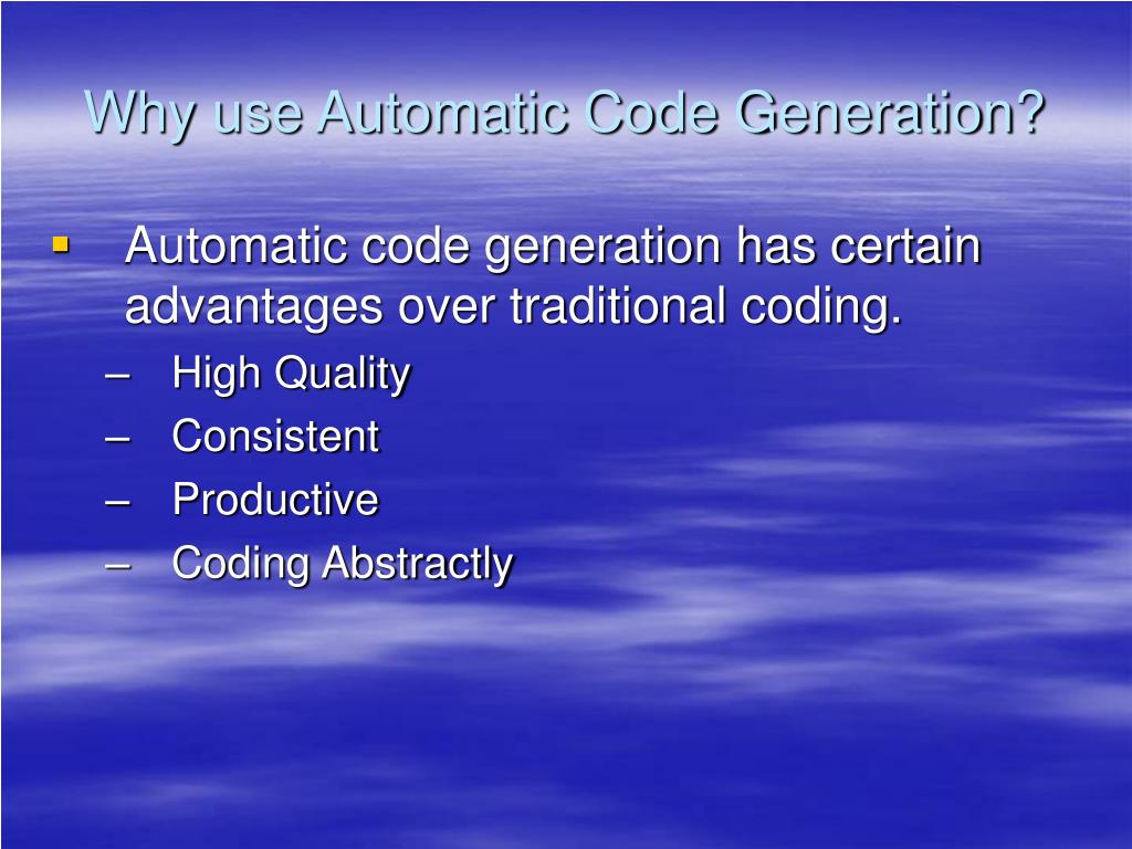 Ppt Automatic Code Generation Powerpoint Presentation Free Download