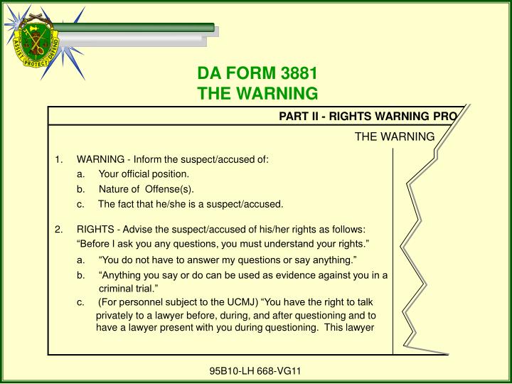 PPT - ADVISE SUSPECT OF ARTICLE 31 - MIRANDA RIGHTS PowerPoint ...