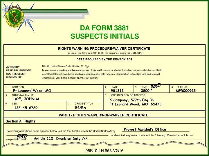 PPT - ADVISE SUSPECT OF ARTICLE 31 - MIRANDA RIGHTS PowerPoint ...