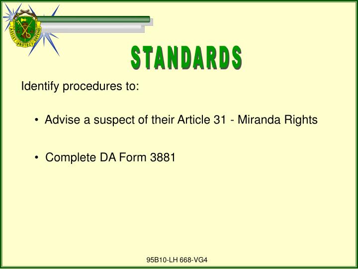 PPT - ADVISE SUSPECT OF ARTICLE 31 - MIRANDA RIGHTS PowerPoint ...