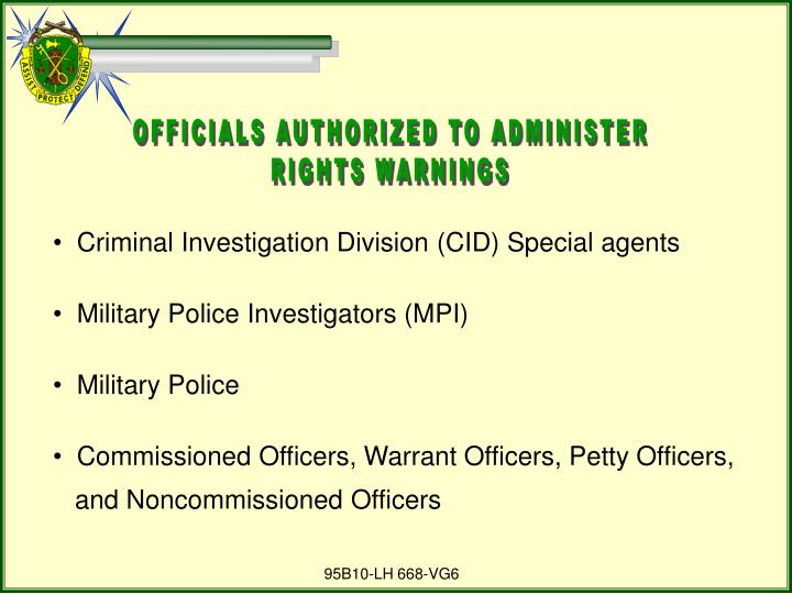 PPT - ADVISE SUSPECT OF ARTICLE 31 - MIRANDA RIGHTS PowerPoint ...