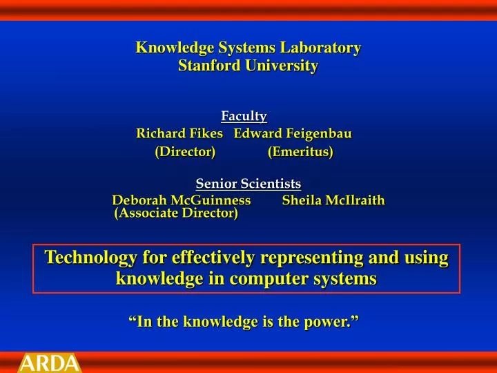 PPT - Knowledge Systems Laboratory Stanford University PowerPoint ...