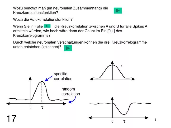PPT - Wozu benötigt man (im neuronalen Zusammenhang) die Kreuzkorrelationsfunktion? PowerPoint ...