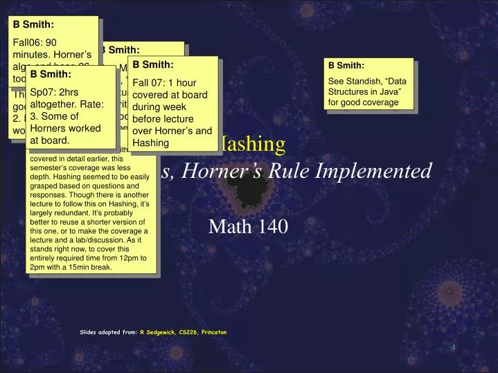 PPT - Hashing Basic Ideas, Horner’s Rule Implemented PowerPoint ...