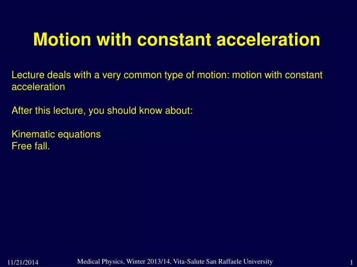 PPT - Motion with constant acceleration PowerPoint Presentation, free ...