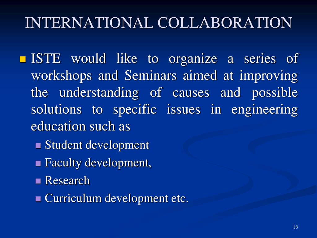 PPT - ISTE Activities for Promoting International Collaboration in ...