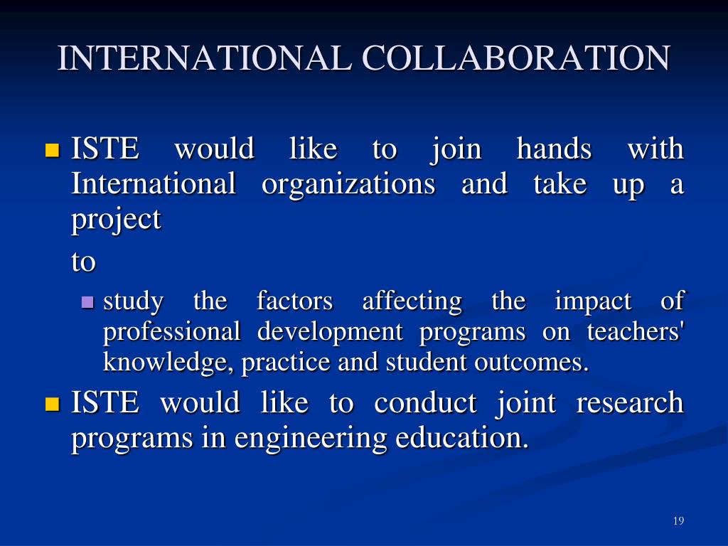 PPT - ISTE Activities for Promoting International Collaboration in ...