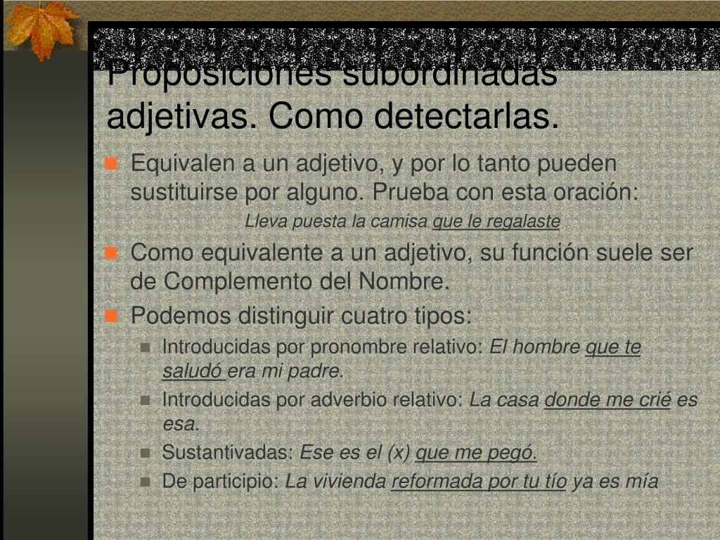 PPT - LAS ORACIONES COMPUESTAS POR SUBORDINACIÓN PowerPoint ...