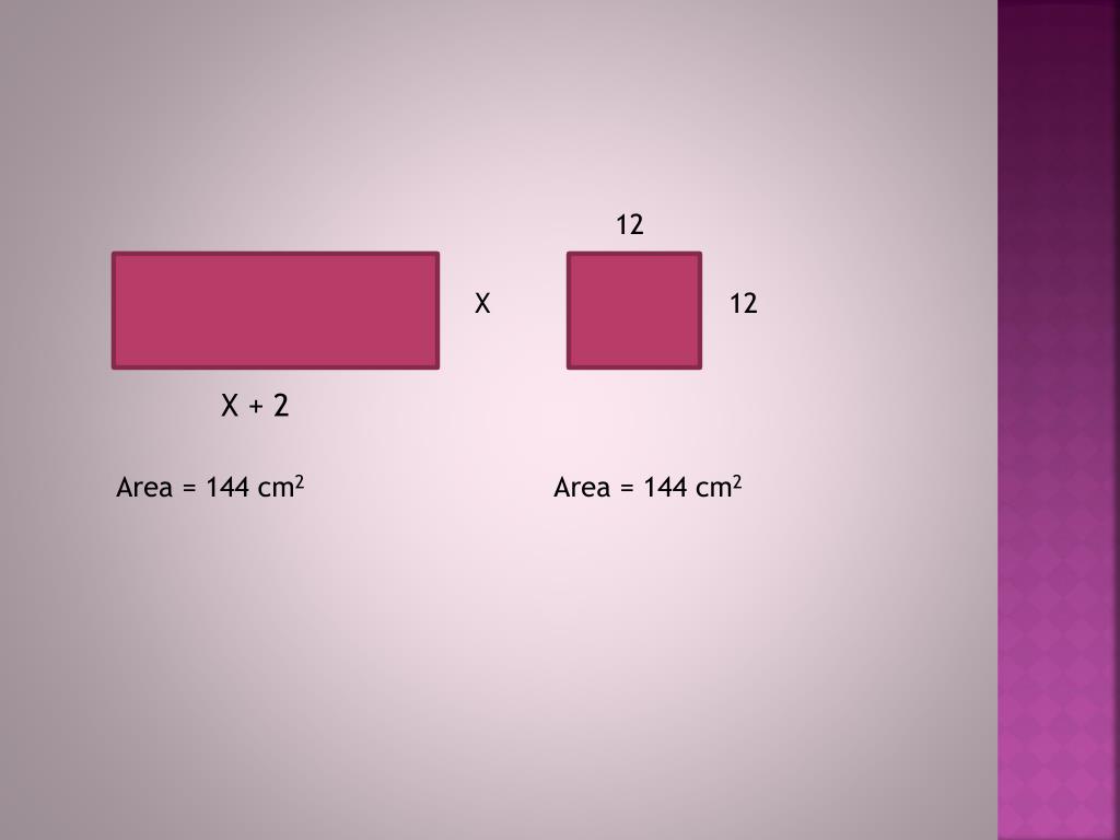 PPT - Sabem que l’àrea de el quadrat de 12cm és igual que l’àrea del ...