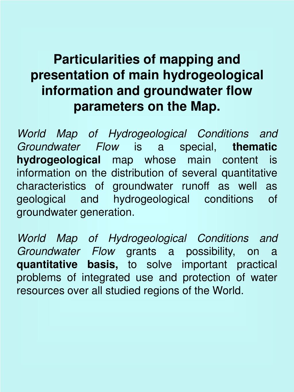 PPT - WORLD MAP OF HYDROGEOLOGICAL CONDITIONS AND GROUNDWATER FLOW ...