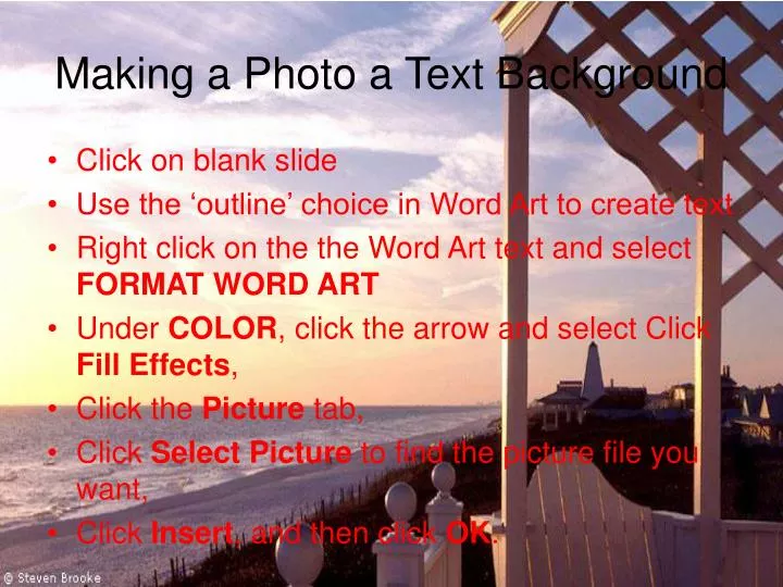 PPT - Making a Photo a Text Background PowerPoint Presentation, free ...