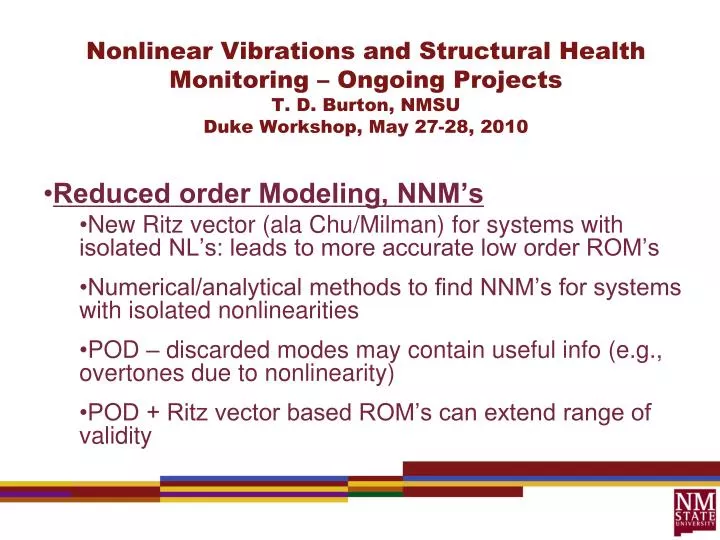 PPT - Reduced order Modeling, NNM’s PowerPoint Presentation, free ...