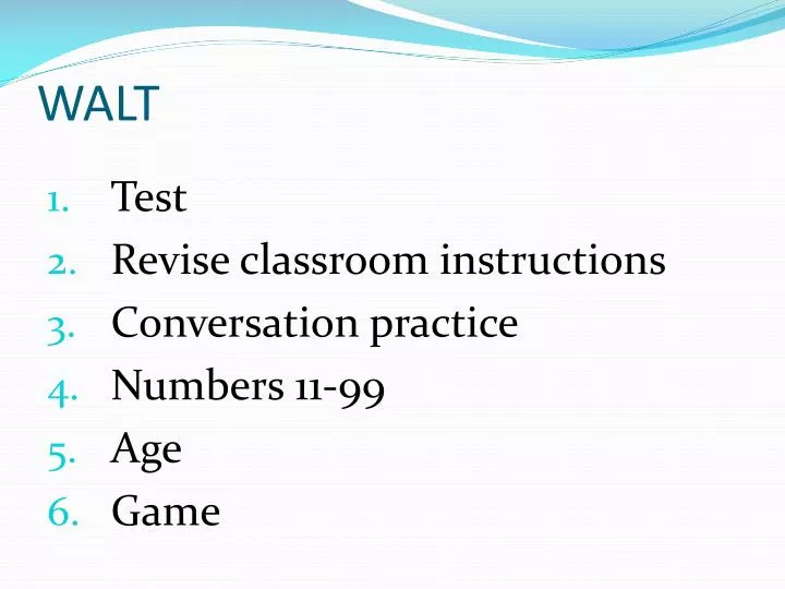 PPT - WALT PowerPoint Presentation, free download - ID:6944392