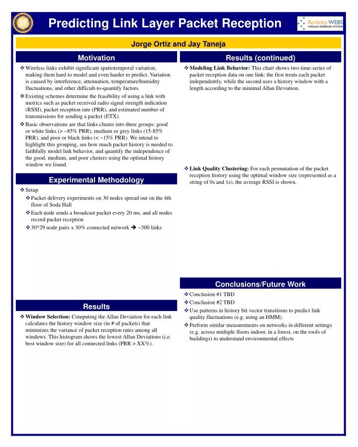 Ppt Predicting Link Layer Packet Reception Powerpoint Presentation