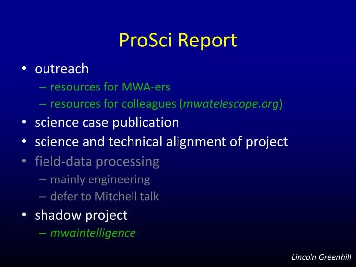 PPT - ProSci Report PowerPoint Presentation, free download - ID:6946527