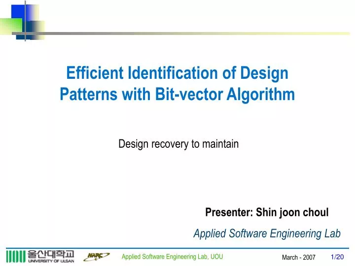 Ppt Efficient Identification Of Design Patterns With Bit Vector Algorithm Powerpoint 