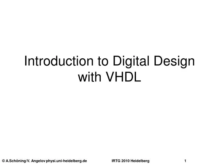 Ppt Introduction To Digital Design With Vhdl Powerpoint Presentation Id6952634 