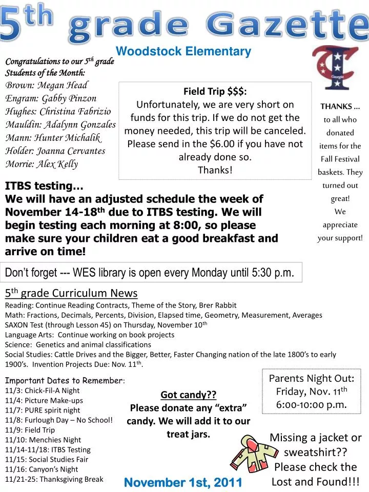 PPT - 5 th grade Gazette PowerPoint Presentation, free download - ID ...