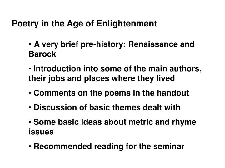 PPT - Poetry in the Age of Enlightenment PowerPoint Presentation, free ...