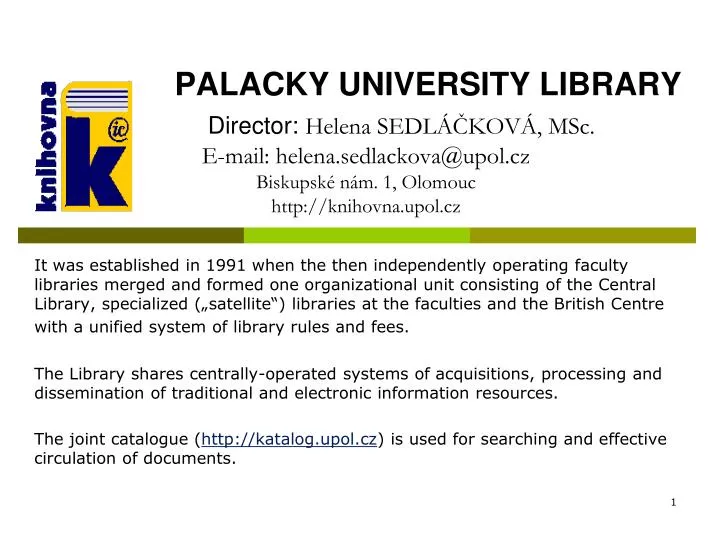 PPT - Palacky University Library Structure PowerPoint Presentation ...
