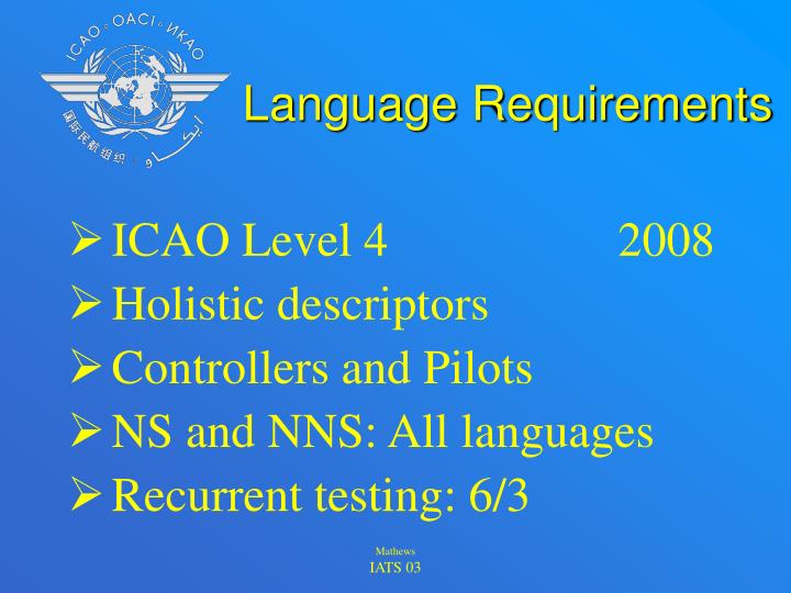 PPT - ICAO Language Proficiency Requirements PowerPoint Presentation ...