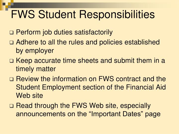 PPT - Federal Work Study (FWS) PowerPoint Presentation - ID:6957900