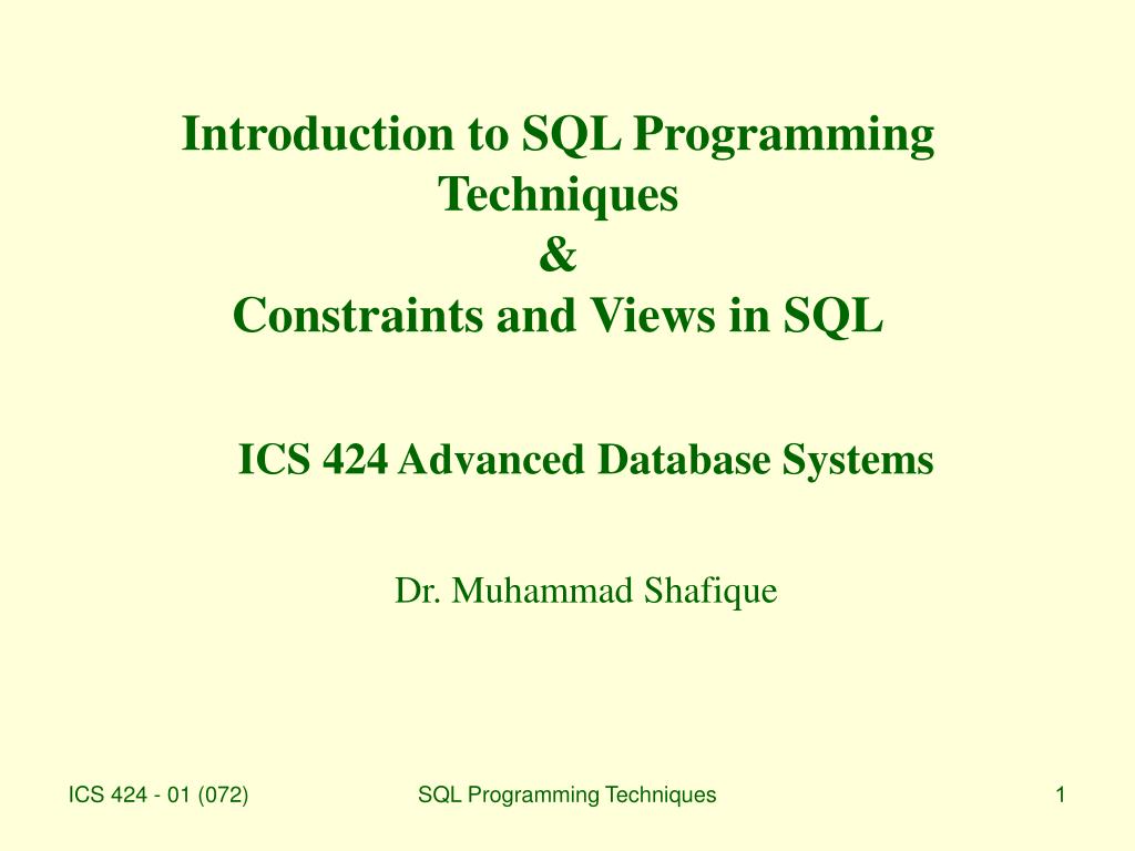 Ppt Introduction To Sql Programming Techniques And Constraints And Views In Sql Powerpoint