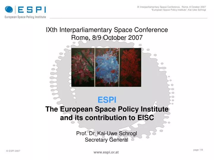 PPT - ESPI The European Space Policy Institute and its contribution to ...