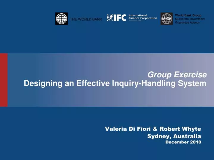 PPT - Group Exercise Designing an Effective Inquiry-Handling System ...