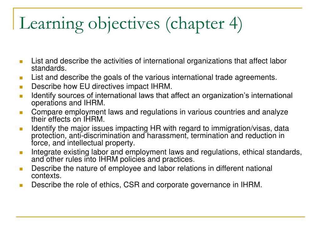 PPT - CHAPTER 4: Global employment law, industrial relations and ...