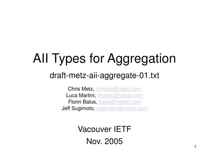 PPT - AII Types for Aggregation draft-metz-aii-aggregate-01.txt ...