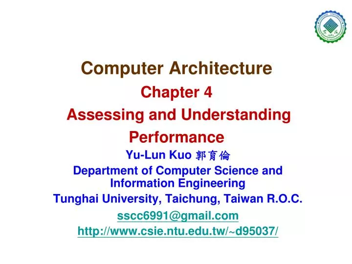 PPT - Computer Architecture Chapter 4 Assessing and Understanding ...