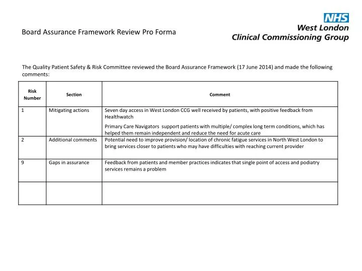 PPT - Board Assurance Framework Review Pro Forma PowerPoint ...