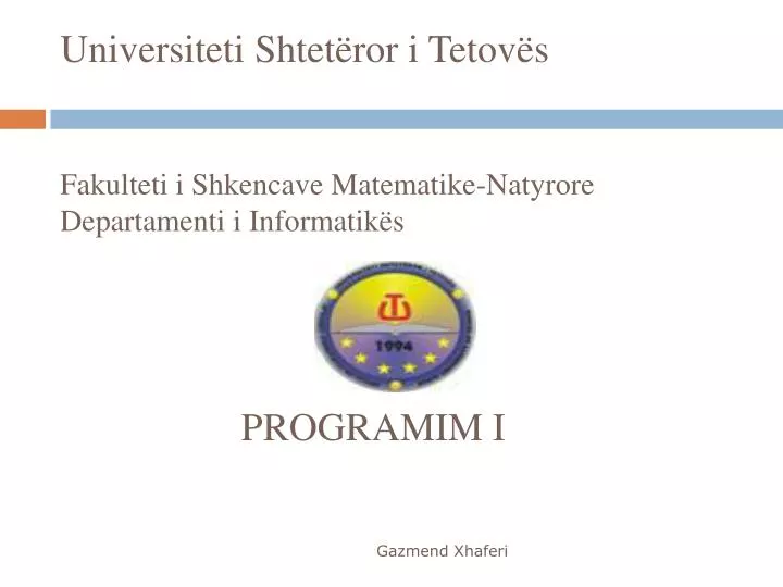 PPT - Programim I PowerPoint Presentation, free download - ID:6975874