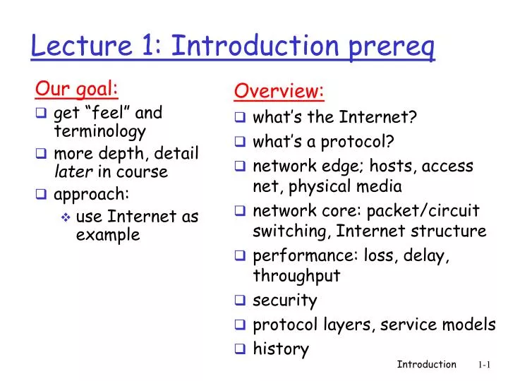 PPT - Lecture 1: Introduction prereq PowerPoint Presentation, free ...