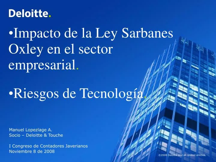 PPT - Impacto de la Ley Sarbanes Oxley en el sector empresarial ...