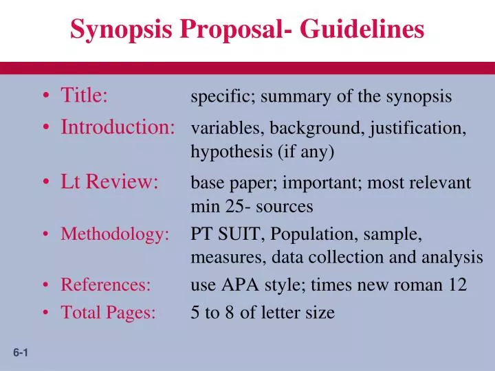 PPT - Synopsis Proposal- Guidelines PowerPoint Presentation, free ...