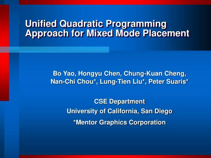 Ppt Unified Quadratic Programming Approach For Mixed Mode Placement